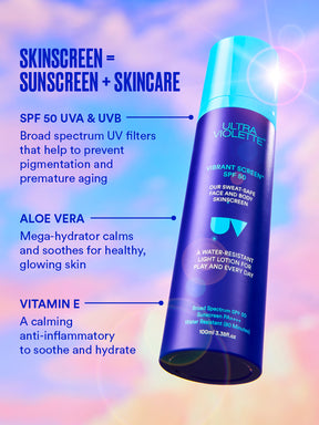 Vibrant Screen SPF 50 Sweat-safe Face and Body SKINSCREEN | Ultra Violette
